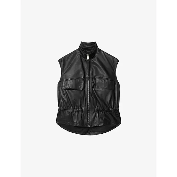 ALLSAINTS Flor Funnel-neck Leather Gilet