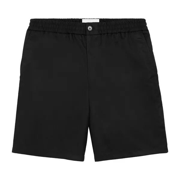 AMI Paris Elasticated Waist Shorts With De Coeur Stud - Black
