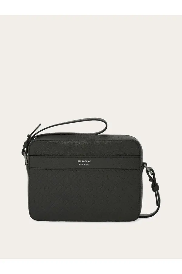 FERRAGAMO Monogram Shoulder Bag - Black