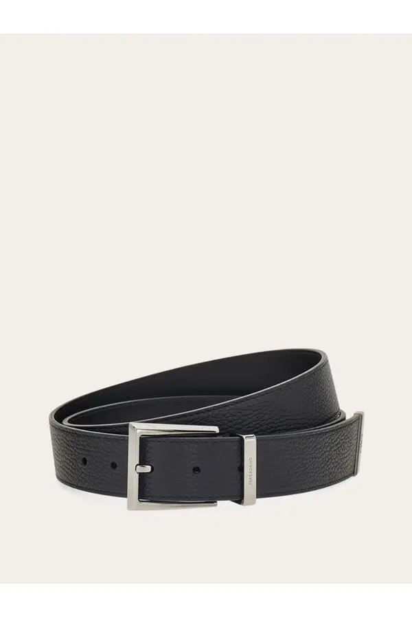 FERRAGAMO Gancini Engraved Belt - Black