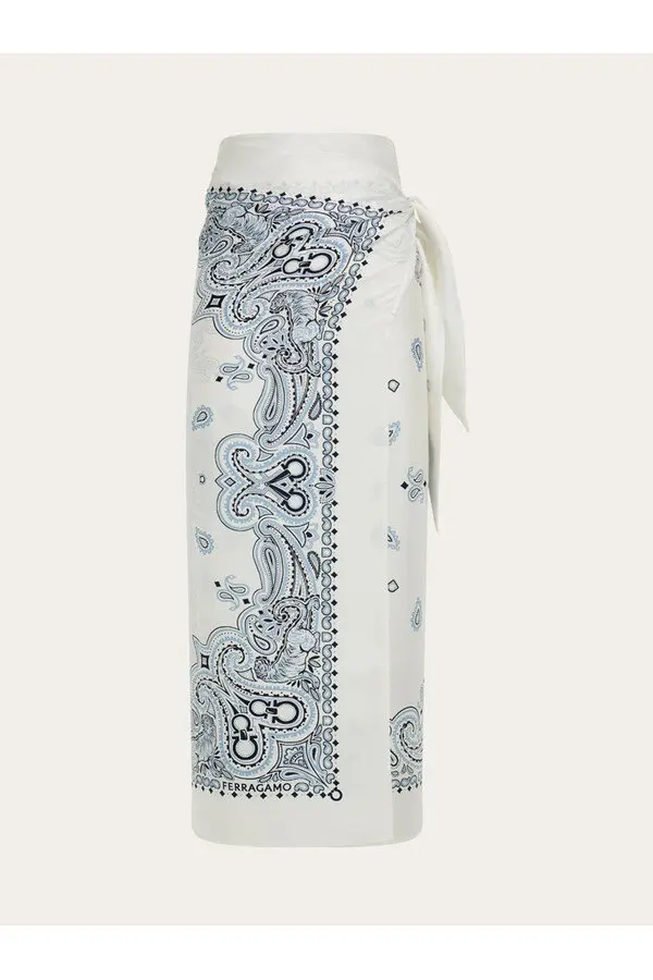 FERRAGAMO Arabesque Print Silk Sarong - Blue