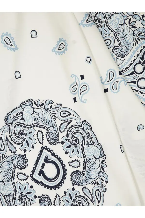 FERRAGAMO Arabesque Print Silk Sarong - Blue