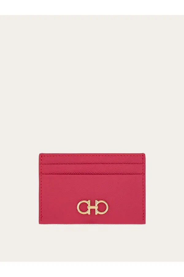 FERRAGAMO Gancini Credit Card Holder - Red