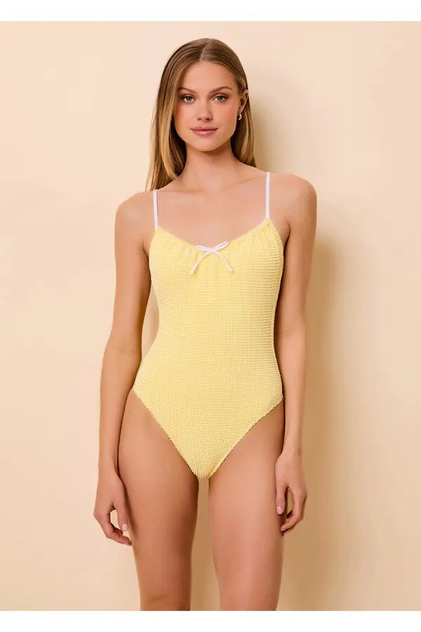 Solid & Striped Orla One Piece Puckered Gingham Citrina