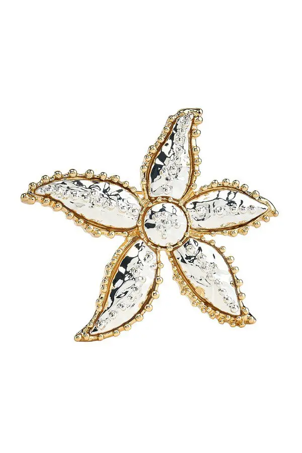 KENNETH JAY LANE Silver And -edged Starfish Pin - Gold
