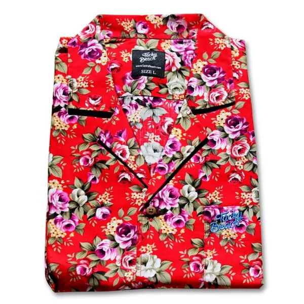 BELLUS DOMINA Floral Hawaiian Shirt - Red