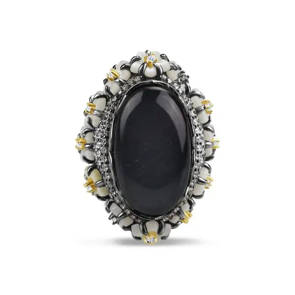 BELLUS DOMINA Sterling Silver Hematite Cocktail Ring