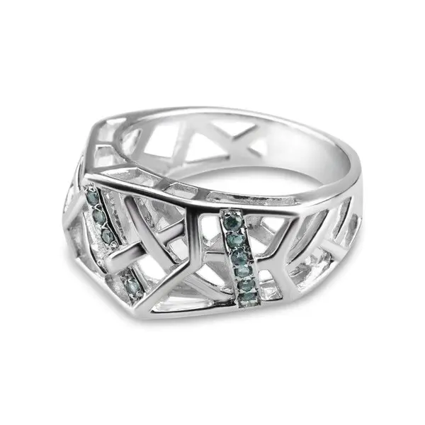 BELLUS DOMINA Openwork Topaz Ring In White Gold Plated Sterling