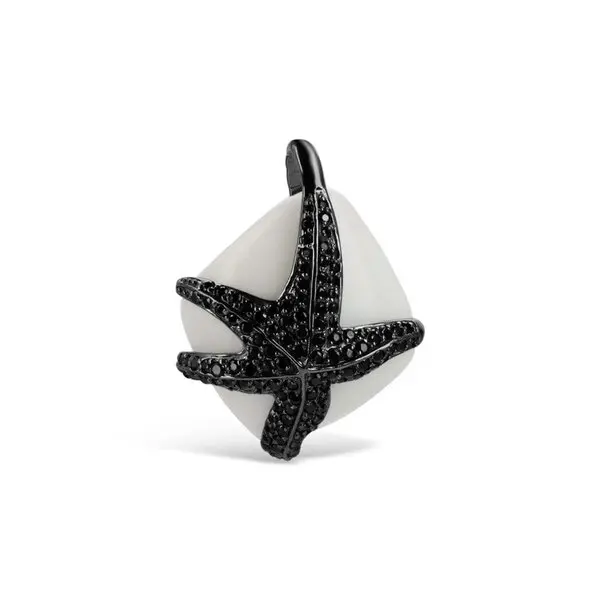 BELLUS DOMINA Sterling Silver Starfish Pendant With Crystal And Cubic Zirconia - White/black