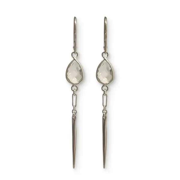 GREYEWOLFE Sterling Clear Quartz Drop Earrings - Silver