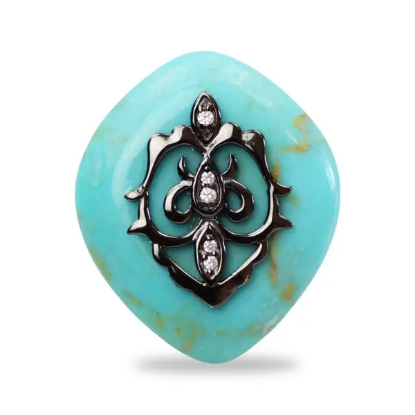 BELLUS DOMINA Sterling Silver Turquoise And Cubic Zirconia Statement Ring - Blue/black