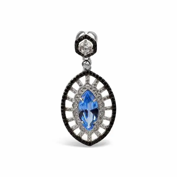 BELLUS DOMINA Sterling Silver Blue & Black Cubic Zirconia Pendant - Blue/black/silver