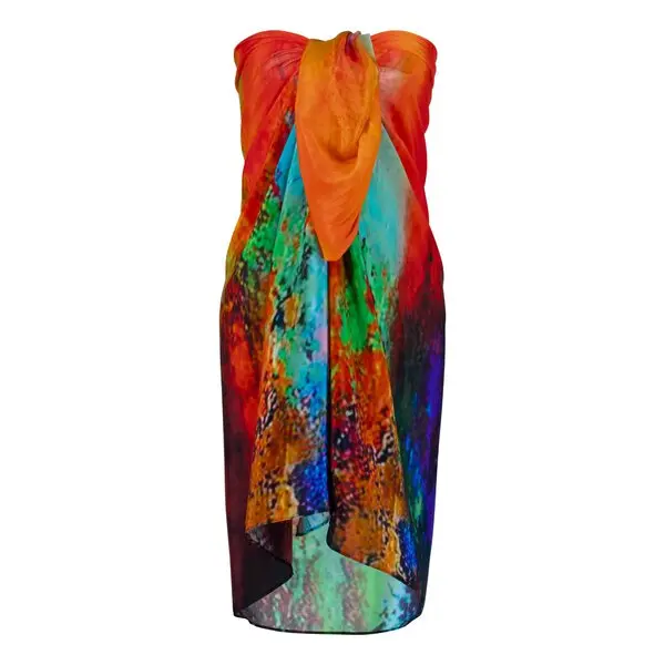 DHARA SHETH, DUBAI Roar Abstract Print Tube-style Sarong & Multicolor - Red