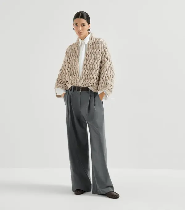 Brunello Cucinelli Dazzling Waves Sequined Wool-silk-linen Blend Cardigan