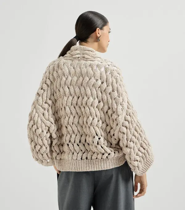 Brunello Cucinelli Dazzling Waves Sequined Wool-silk-linen Blend Cardigan