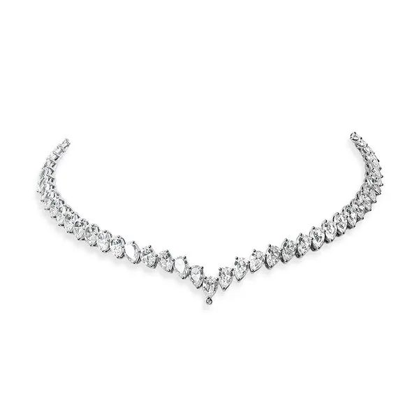 FANTASIA BY DESERIO Pear Shape Diamond Necklace - White Gold Plated
