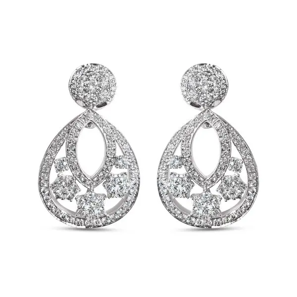 FANTASIA BY DESERIO Diamond Dangle Earrings - Yellow Gold Plated