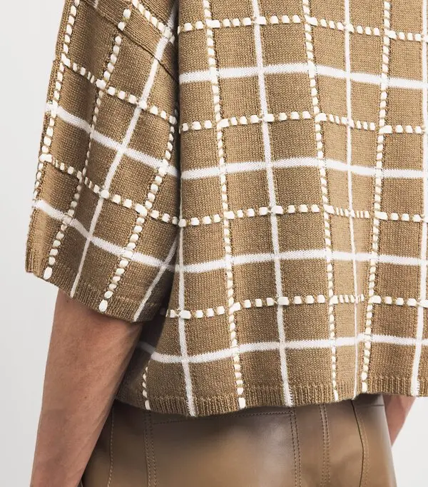 Lafayette 148 New York Cashmere-linen Blend Grid Sweater - Beige