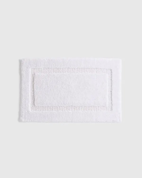 Quince Turkish Cotton Non-slip Bath Rug - White