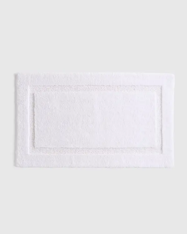 Quince Turkish Cotton Non-slip Bath Rug - White