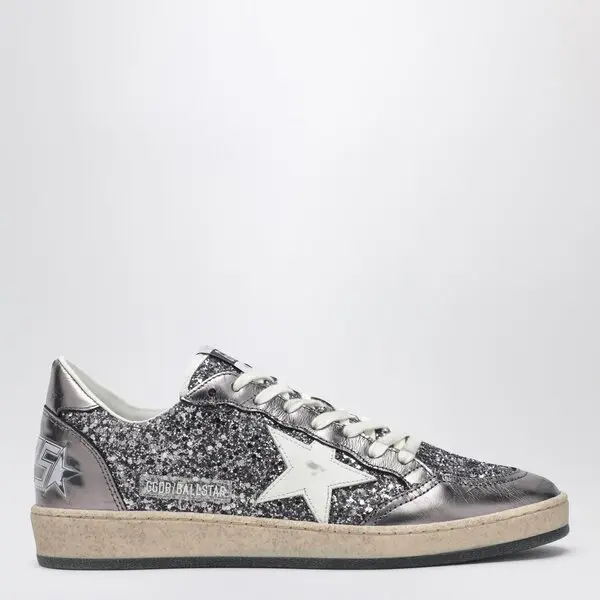 GOLDEN GOOSE Ballstar Silver Glitter Sneakers - Grey