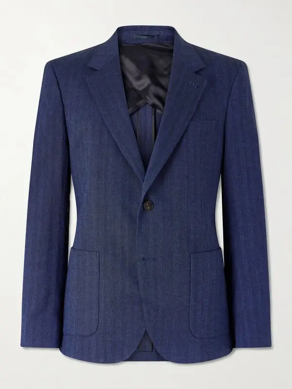 Mr.p Herringbone Linen-blend Suit Jacket - Blue