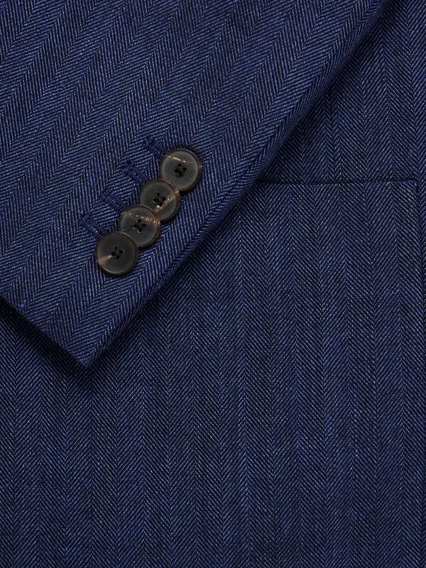 Mr.p Herringbone Linen-blend Suit Jacket - Blue
