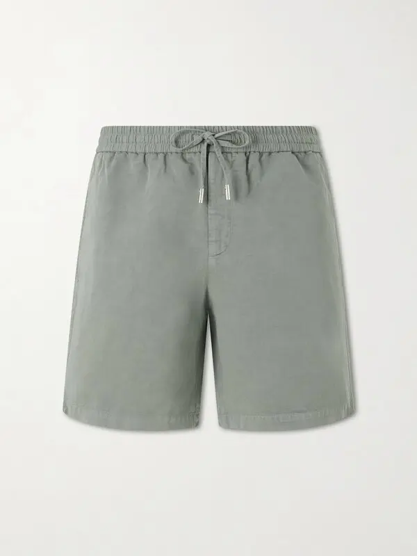 Mr P. Straight-leg Cotton And Linen-blend Twill Drawstring Shorts