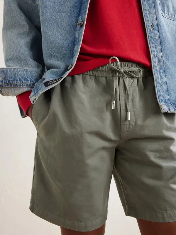 Mr P. Straight-leg Cotton And Linen-blend Twill Drawstring Shorts