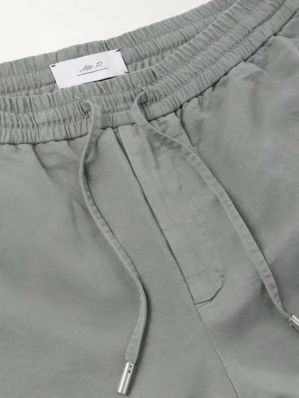 Mr P. Straight-leg Cotton And Linen-blend Twill Drawstring Shorts