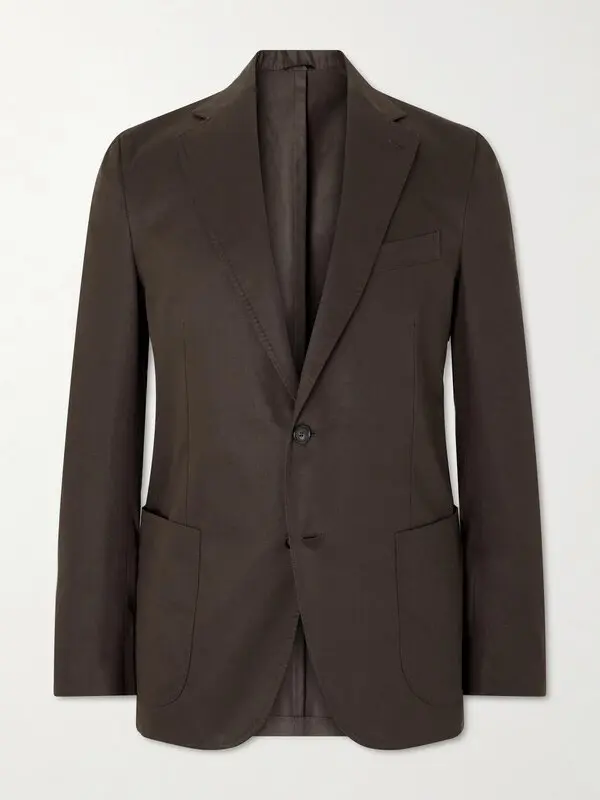 DE PETRILLO Cotton Single-breasted Suit Jacket - Brown