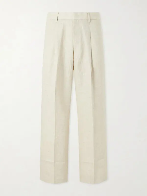 Nn07 Kay 1454 Pleated Linen Trousers - Neutrals