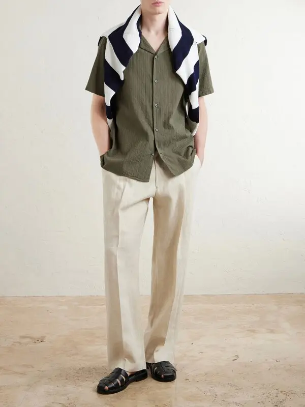 Nn07 Kay 1454 Pleated Linen Trousers - Neutrals