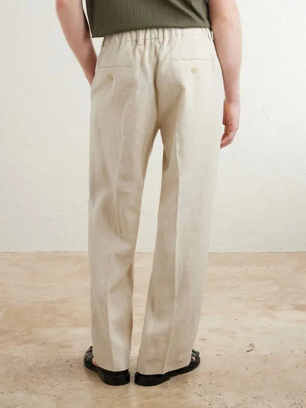 Nn07 Kay 1454 Pleated Linen Trousers - Neutrals
