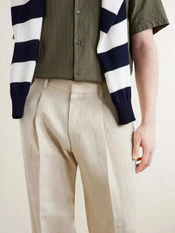 Nn07 Kay 1454 Pleated Linen Trousers - Neutrals