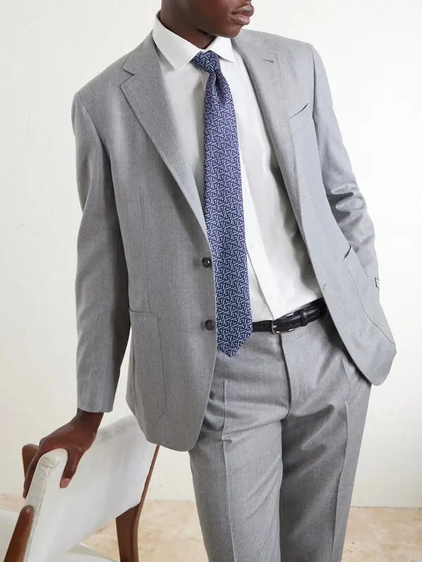 Canali Kei Wool Suit Jacket - Gray