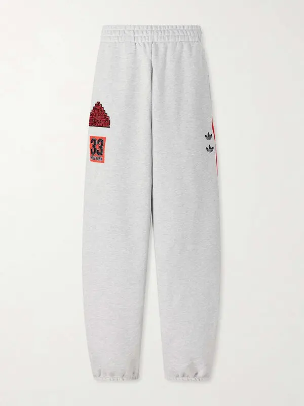 ADIDAS ORIGINALS Willy Chavarria Tapered Appliquéd Stretch-cotton Jersey Sweatpants - Gray