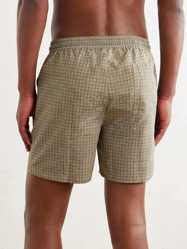 Brunello Cucinelli Straight-leg Mid-length Printed Swim Shorts - Green