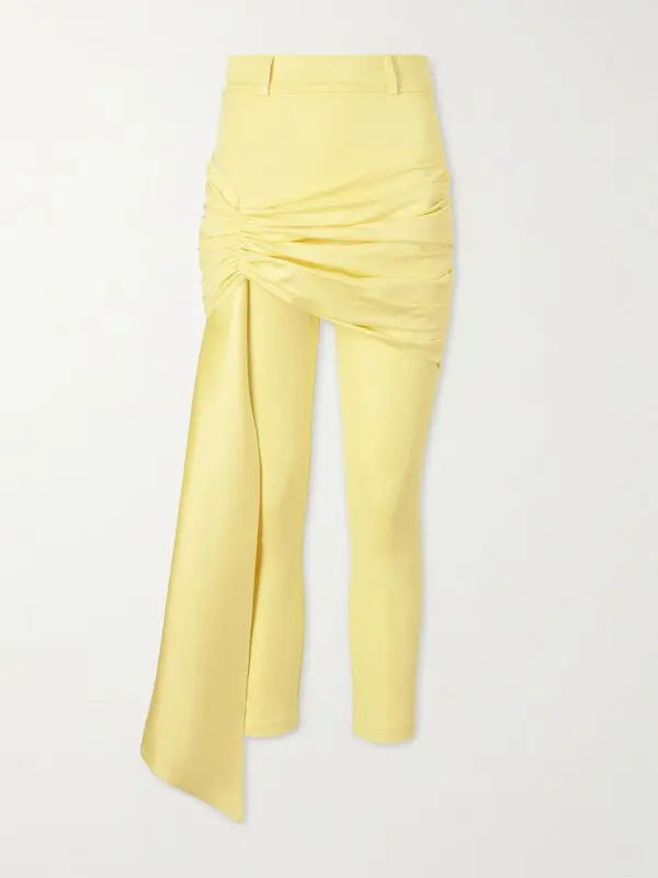 Rabanne Cropped Tie-detailed Stretch-jersey Pants - Yellow