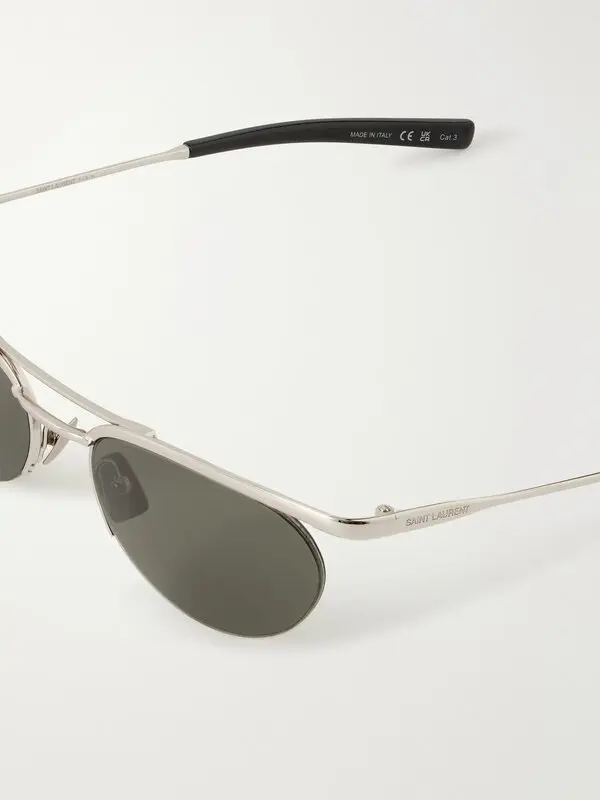 Saint Laurent Oval-frame Sunglasses - Silver