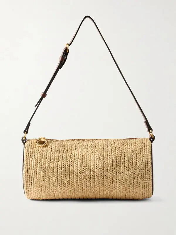 Stella McCartney Barrel Raffia Shoulder Bag - Neutrals