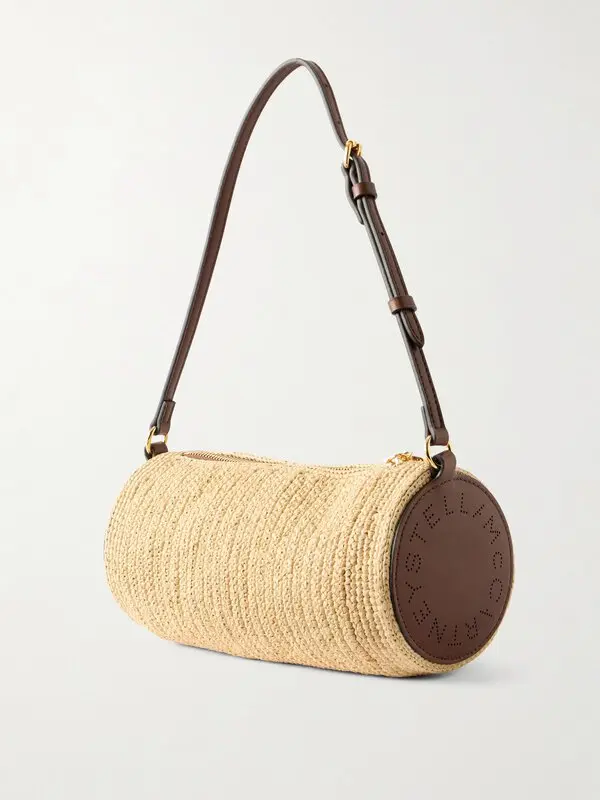 Stella McCartney Barrel Raffia Shoulder Bag - Neutrals