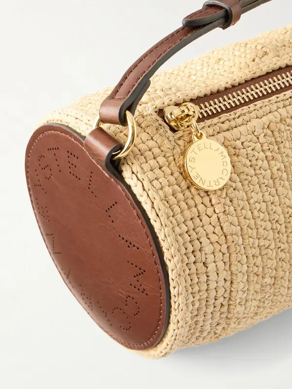 Stella McCartney Barrel Raffia Shoulder Bag - Neutrals