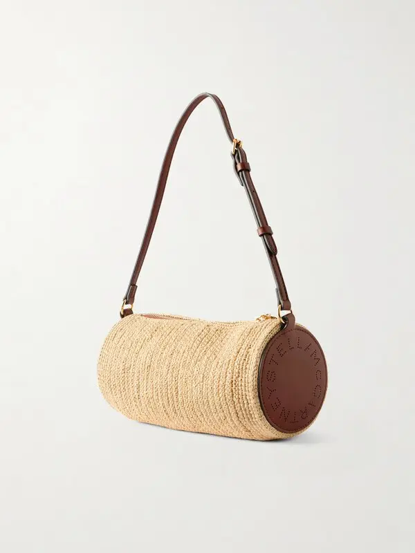 Stella McCartney Barrel Raffia Shoulder Bag - Neutrals