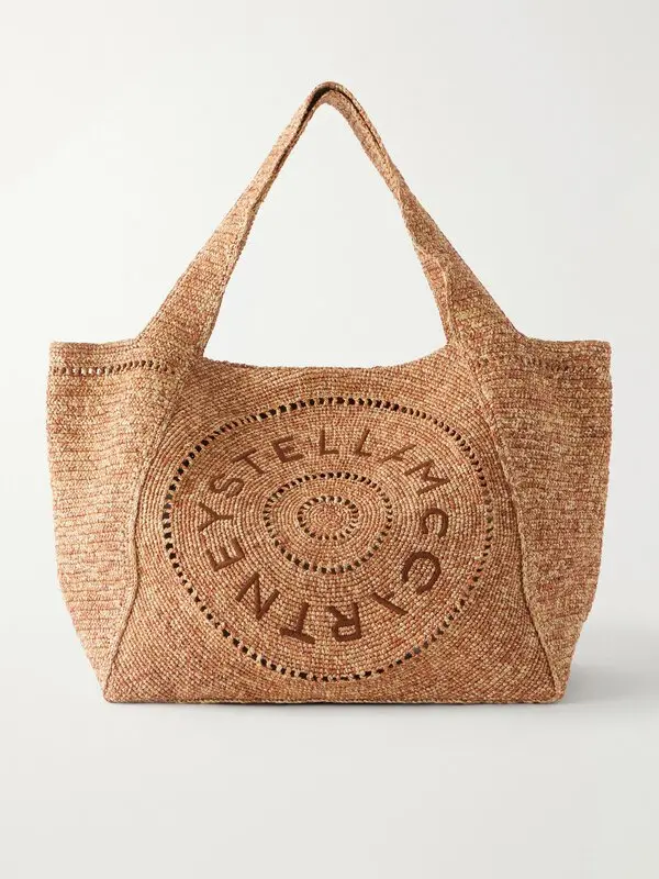Stella McCartney Logo-embroidered Raffia Tote Bag