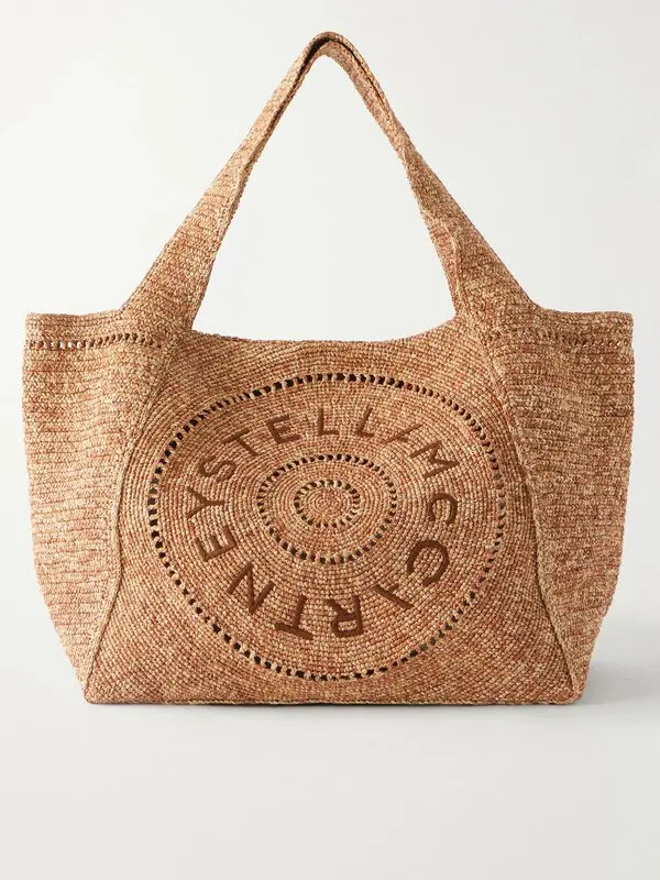 Stella McCartney Logo-embroidered Raffia Tote Bag - Neutrals