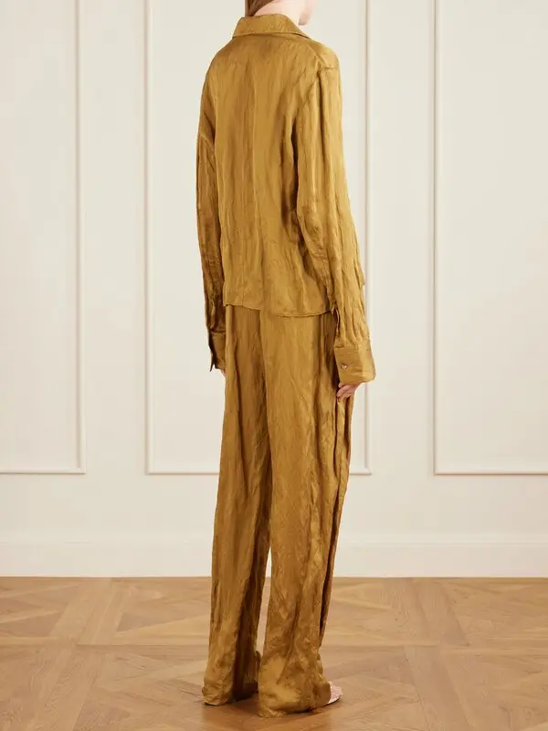 Khaite Jaylin Crinkled-voile Shirt - Gold