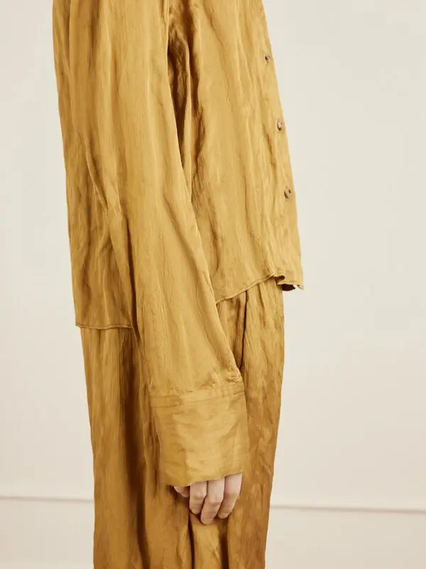 Khaite Jaylin Crinkled-voile Shirt - Gold