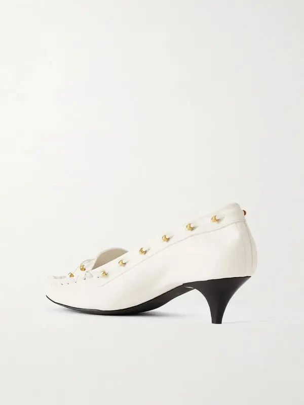 Khaite Milly Embellished Whipstitched Textured-leather Pumps