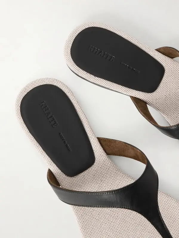 Khaite Archer Leather Thong Sandals - Green